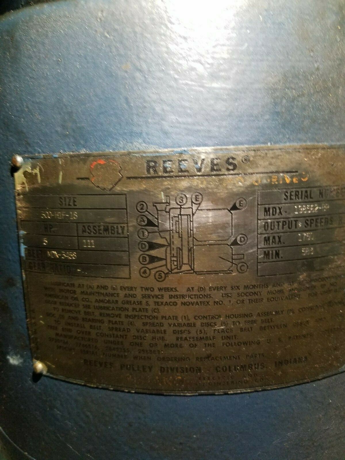 Reeves Variable Speed Drive Motor | eBay