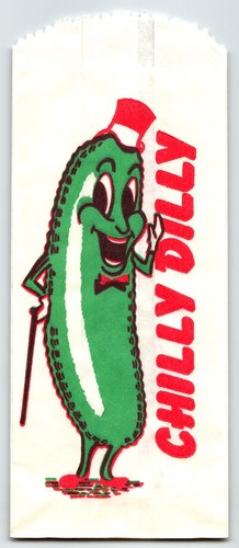 Chilly Dilly Dressed Pickle Man Food Product Bag 1950s Original Top Hat ...