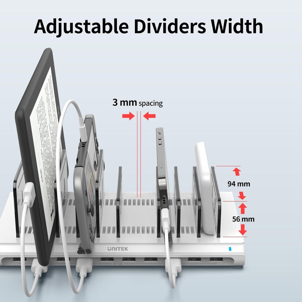 Unitek Charging Station for Multiple Devices, 10-Port USB Charger with ...