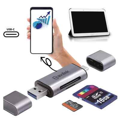 AVLink 2in1 USB-C A Memory Card Reader SDXC SDHC SD MMC for MacBook Pro ...