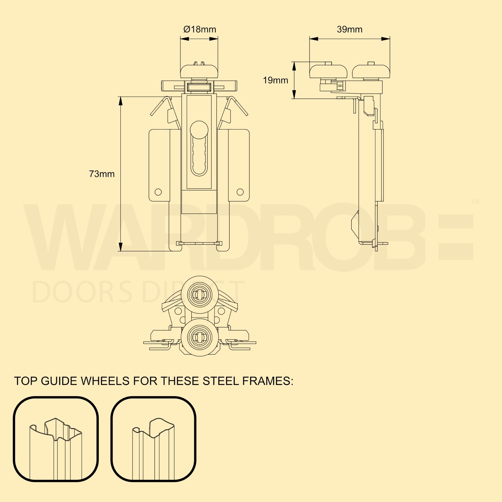 1x Sliding Wardrobe Door Wheel (top guide roller wheel) runner guides ...