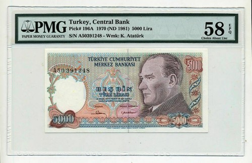 Türkei-Türkiye 5000 Lira-ND 1981-Mevlana-Pick # 196A-PMG 58 EPQ-UNC ...