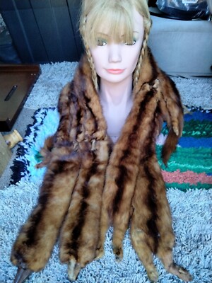 Vintage Mink Stole 7 Pelts Head Full Body Brown Animal Scarf Collar Wrap Shrug | eBay