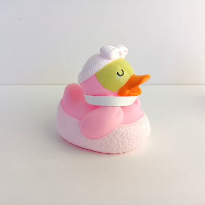 Infantino Fun Times Rubber Duck Pink Bath with Towel Hair Cap, Bow ...