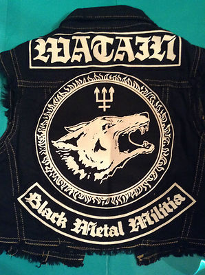 Watain Black Metal Militia Girls' Denim Cut-Off Patch Waistcoat Vest ...