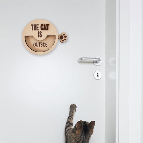 Cat IS in or Out Reminder 3D Wood Pet Reminders Sign for Cat Pet Lovers ...