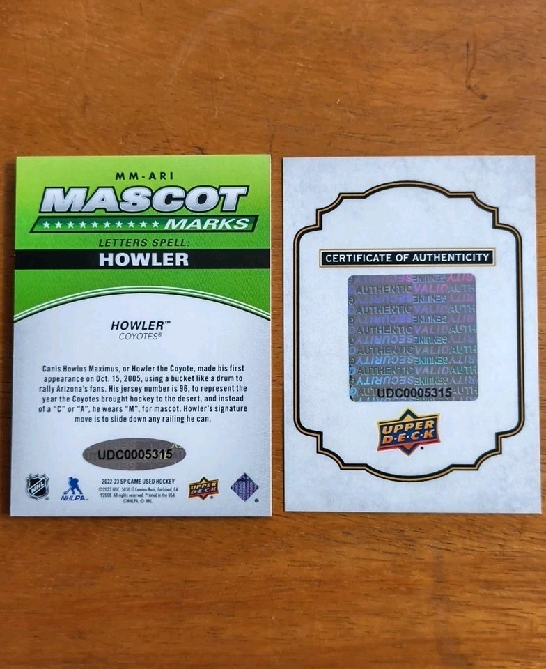 2022-23 SP Game Used - Howler Mascot Marks COA Auto 1/35 - Arizona ...