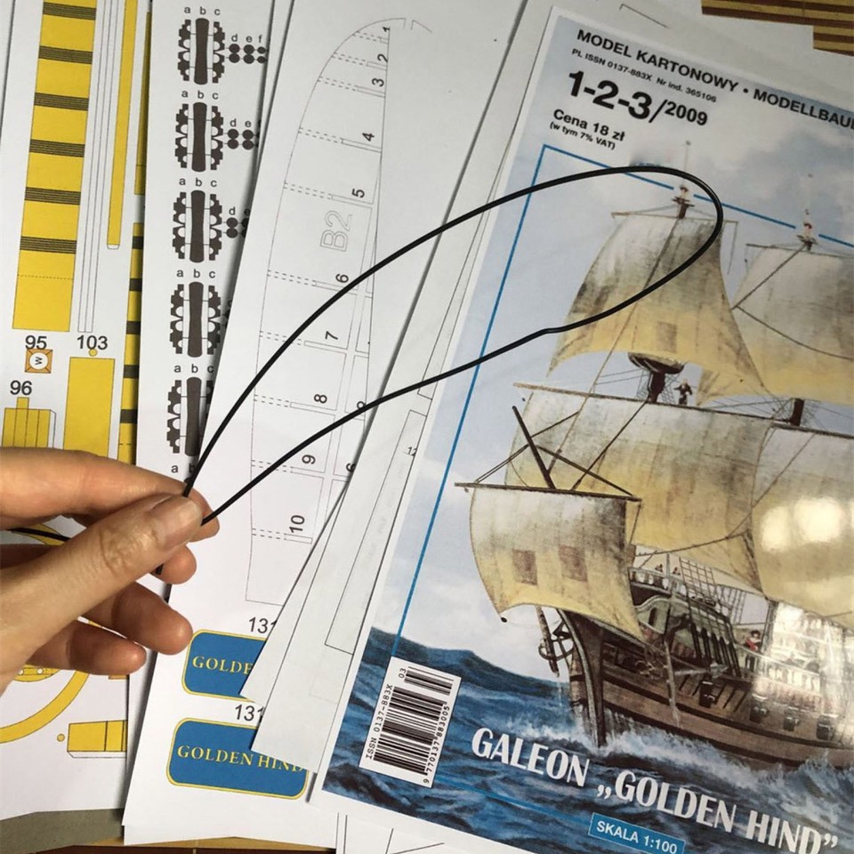 Unassembled 1:100 Galeon Golden Hind Paper Boat Wareship Ship Model DIY ...