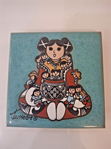 Cleo Teissedre Tile Coaster Trivet Wall Decor southwest art | eBay