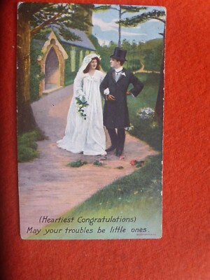 ORIGINAL ANTIQUE HEARTIEST CONGRATULATIONS POSTALLY USED POSTCARD ...