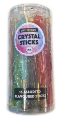 16 x CRYSTAL STICKS LOLLIPOPS POPS ASSORTED MIX BULK LOLLIES WRAPPED ...
