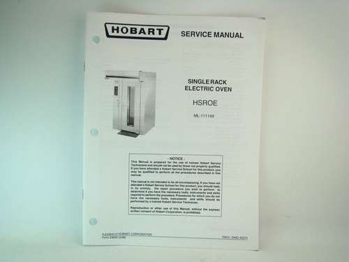 Hobart HSROE Single Rack Electric Oven Service Manual ML-111149 | eBay