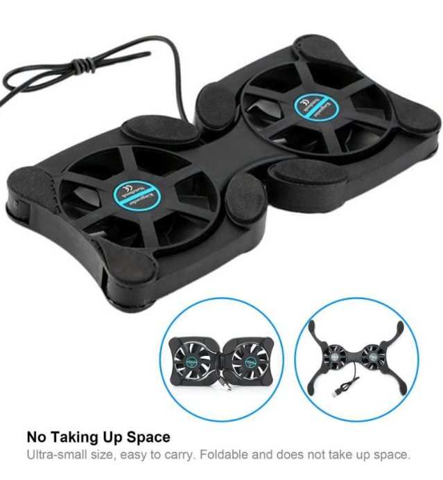 Dual USB Cooling Fan Pad Foldable Slim Fans Cooler Stand For Laptop PC ...