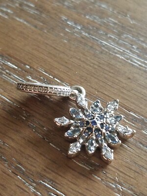 New Authentic Pandora Crystalized Snowflake Blue Dangle Charm ...