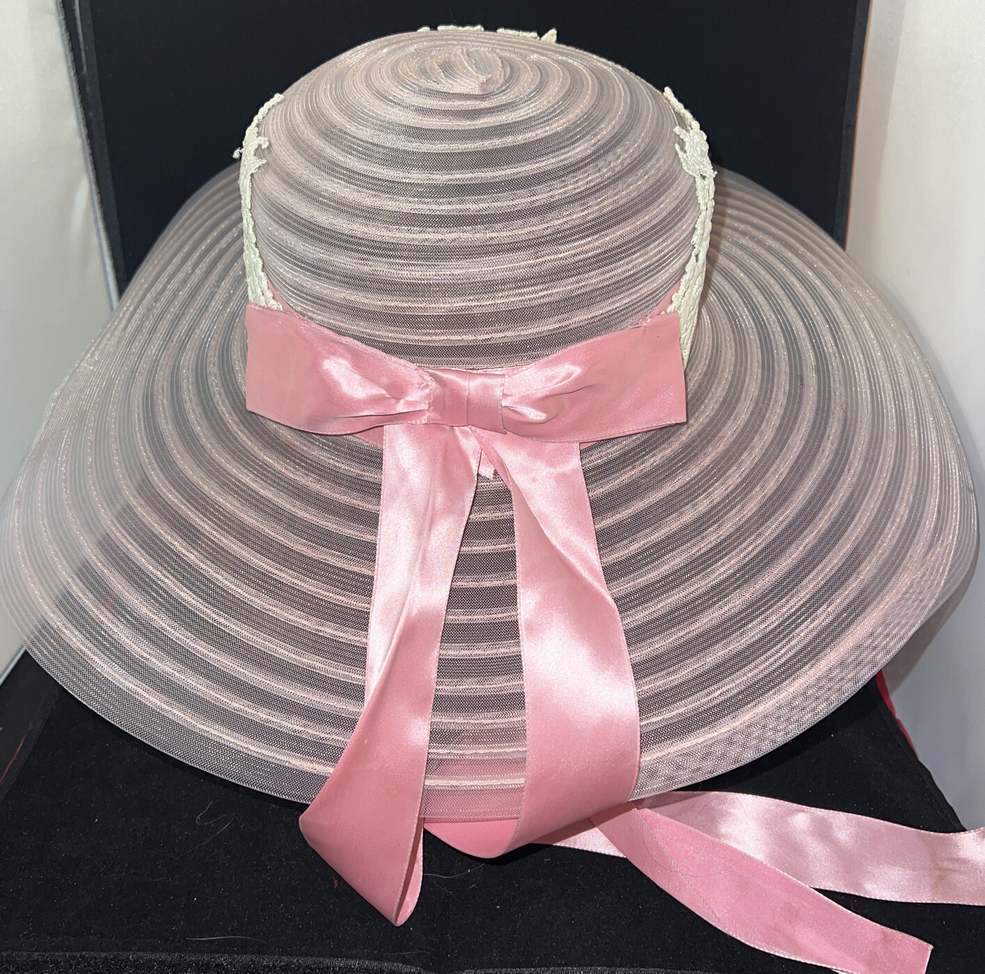 Sheer Ribbon And Embroidered Sun Hat, Unbranded - Gem