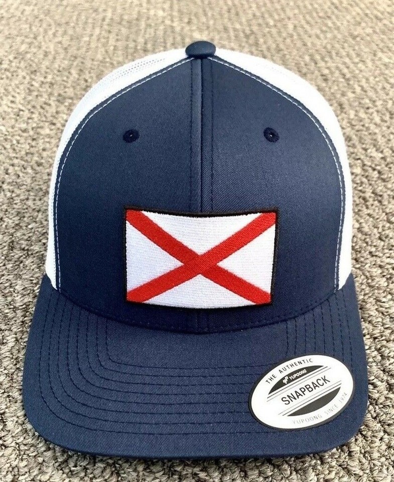 State of ALABAMA Flag Hat SnapBack Trucker Mesh Cap Handcrafted in ...