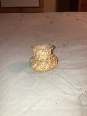 Authentic Mini Native American Indian Basket Mohawk Abenaki Sweet Grass ...