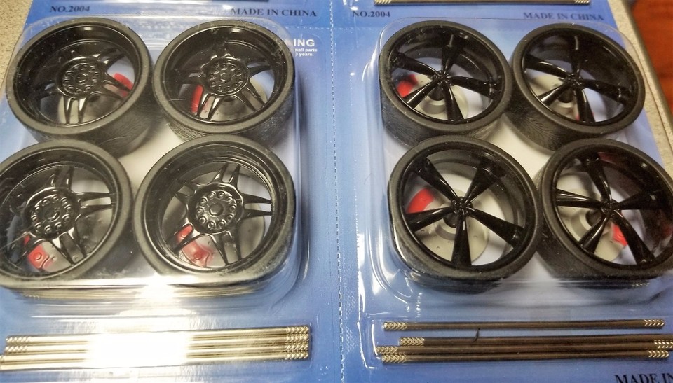 BLACK REPLACEMENT WHEELS & TIRES SET RIMS FOR 1/18 SCALE CARS AND ...