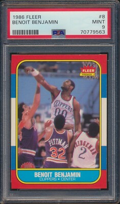 1986 Fleer Benoit Benjamin #8 RC LA Clippers Rookie PSA 9 MINT DEAD ...