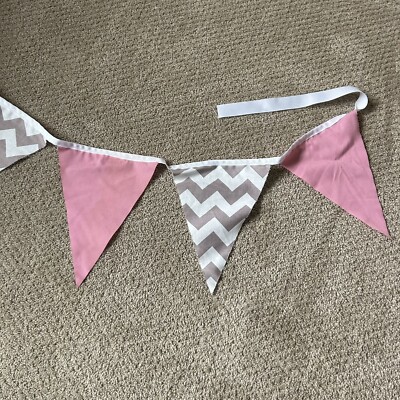 Multi-Color Pink Gray Chevron Pattern Triangle Flag Pennant Banner ...