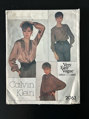 Vogue Designer Sewing Pattern Calvin Klein 2063 Size 10 Blouse Cut | eBay
