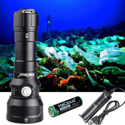 120m Underwater LED Scuba Dive Light Waterproof Rechargeable Diving ...