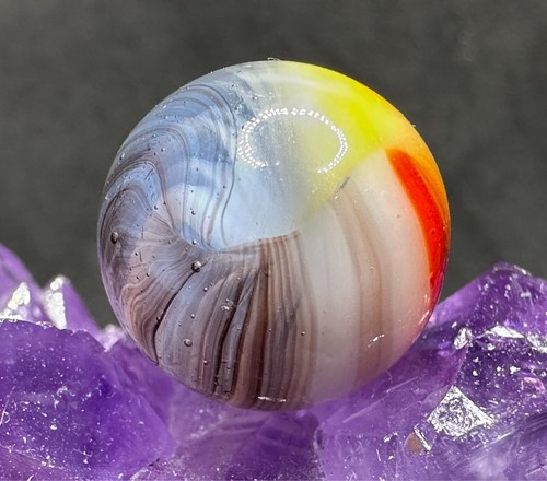 Wonderful Vintage Vitro Agate Tri-Color Marble - Red Yellow & Purple ...