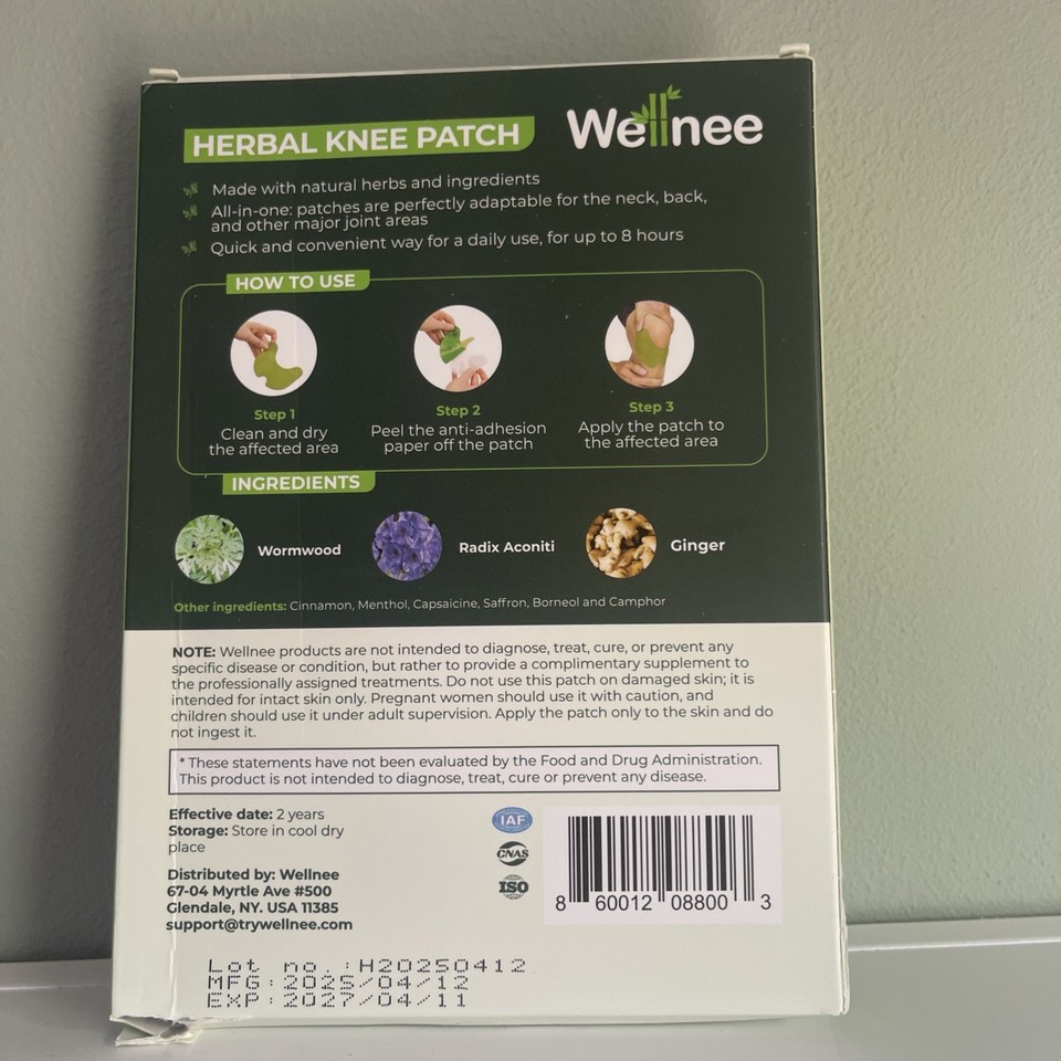Wellnee Herbal Knee Patch For Knee Support & Muscle Pain | eBay UK