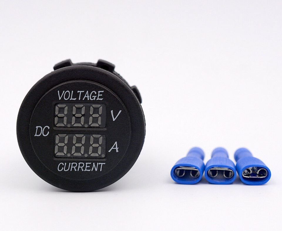 1pc Car Motorcycles Blue Amp Dual Digital Voltmeter Ammeter Volt Meter ...