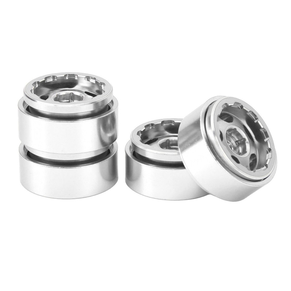 (Silver)4pcs RC Car Beadlock Wheels Rims 1.0 Inch RC Metal Wheels Rims ...