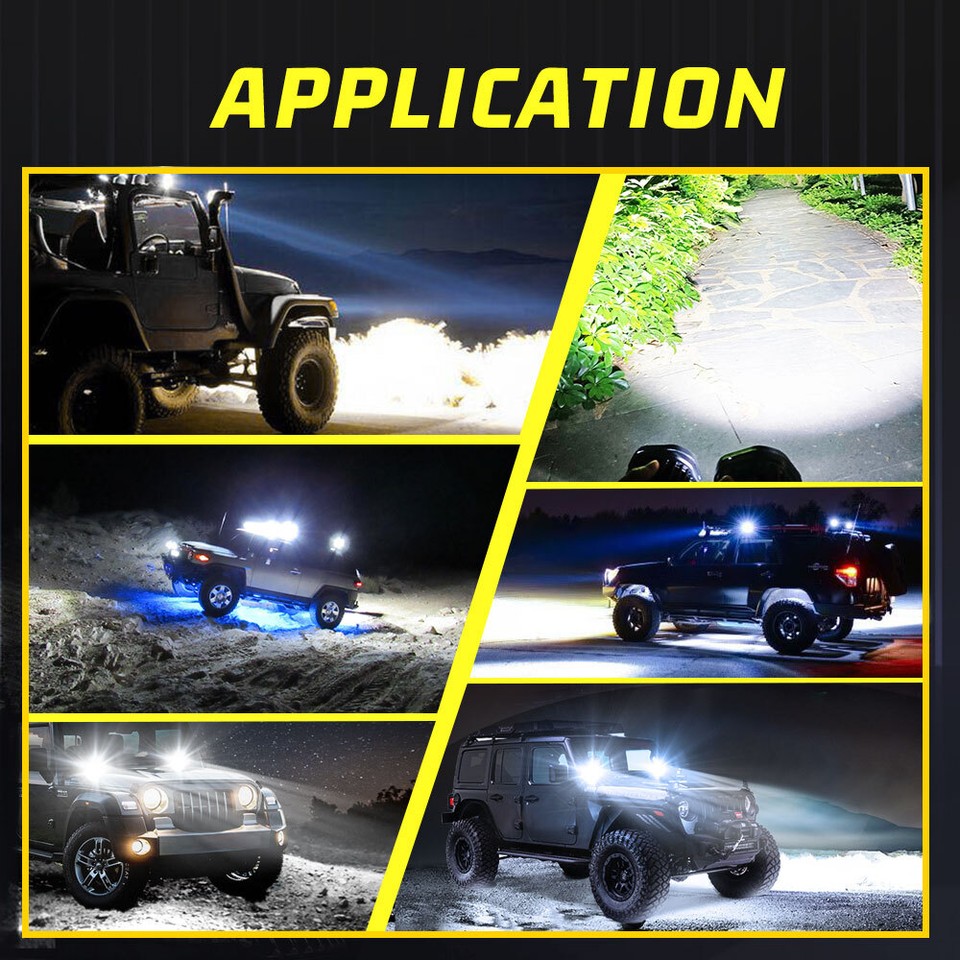 LED White Work Light Bar Pods Fog Lights 2PCS 3" Inch Driving Lamp for ...