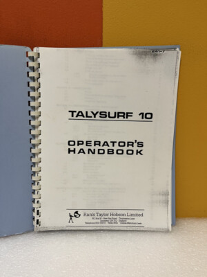 Rank Taylor Hobson 241-7 Talysurf 10 Operator's Handbook | eBay