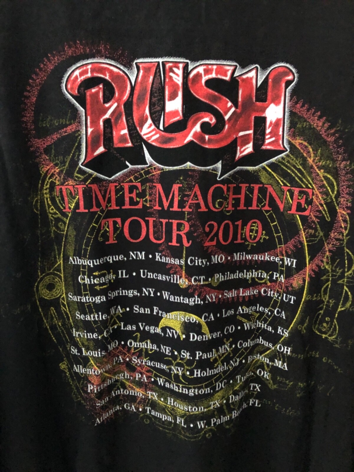 Rush time machine tour 2010 concert shirt black sz 2xl | eBay