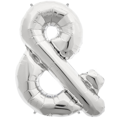 16 inch & Ampersand And Sign Silver Number Balloons Party Foil Balloon ...