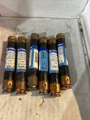 *LOT OF 6* LITTLEFUSE FLSR-10 POWR-GARD TIME DELAY DUAL ELEMENT FUSE ...