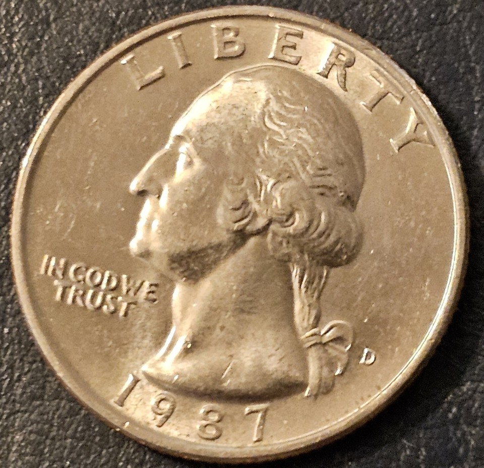 1987 D Mint Mark, Washington Quarter, Great Condition, Rare Beautiful ...