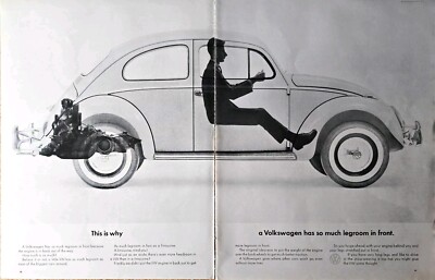 Volkswagen Beetle Dual Ad much legroom 1964 Vintage Print Ad | eBay