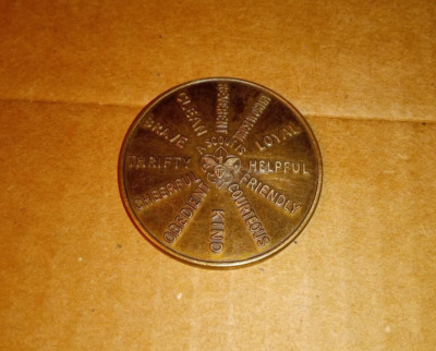 Vintage Boy Scout Brass Oath & Law Challenge Coin - EXCELLENT Condition ...
