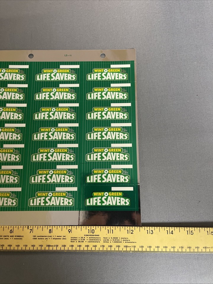 NOS 1990s Life Savers WintOgreen Counter Sticker Sheet 28 Labels ...