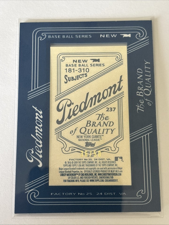 2009 Topps 206 Gold Frame Mini ~ Piedmont Framed #’d/50 ~ Christy ...