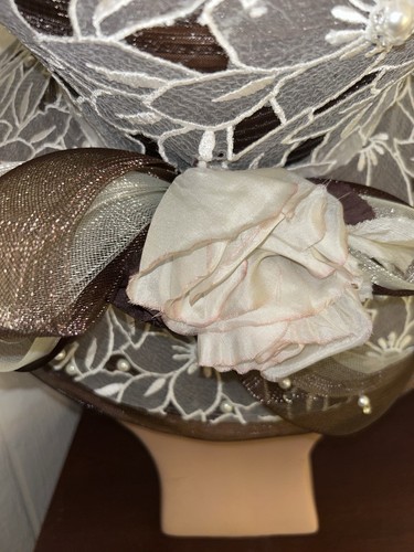 MS DIVINE Brown Lacey Church Wedding Kentucky Derby Hat | eBay