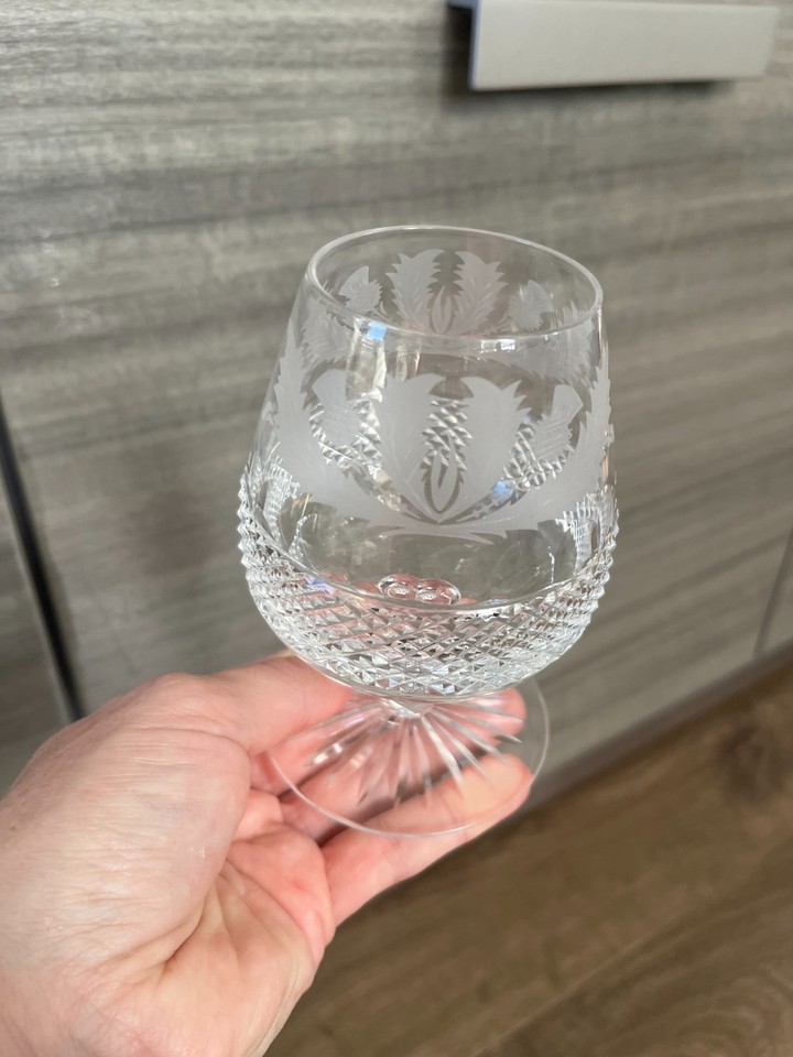 Made in Edinburgh Scotland Crystal Thistle Pattern - Brandy Glass ...
