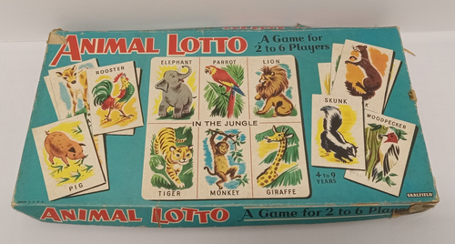 RARE Vintage Animal Lotto Milton Bradley1950s with Box and Instructions ...