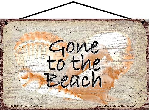 Vintage Style Sign Gone To The Beach with Seashells Image Shells ...