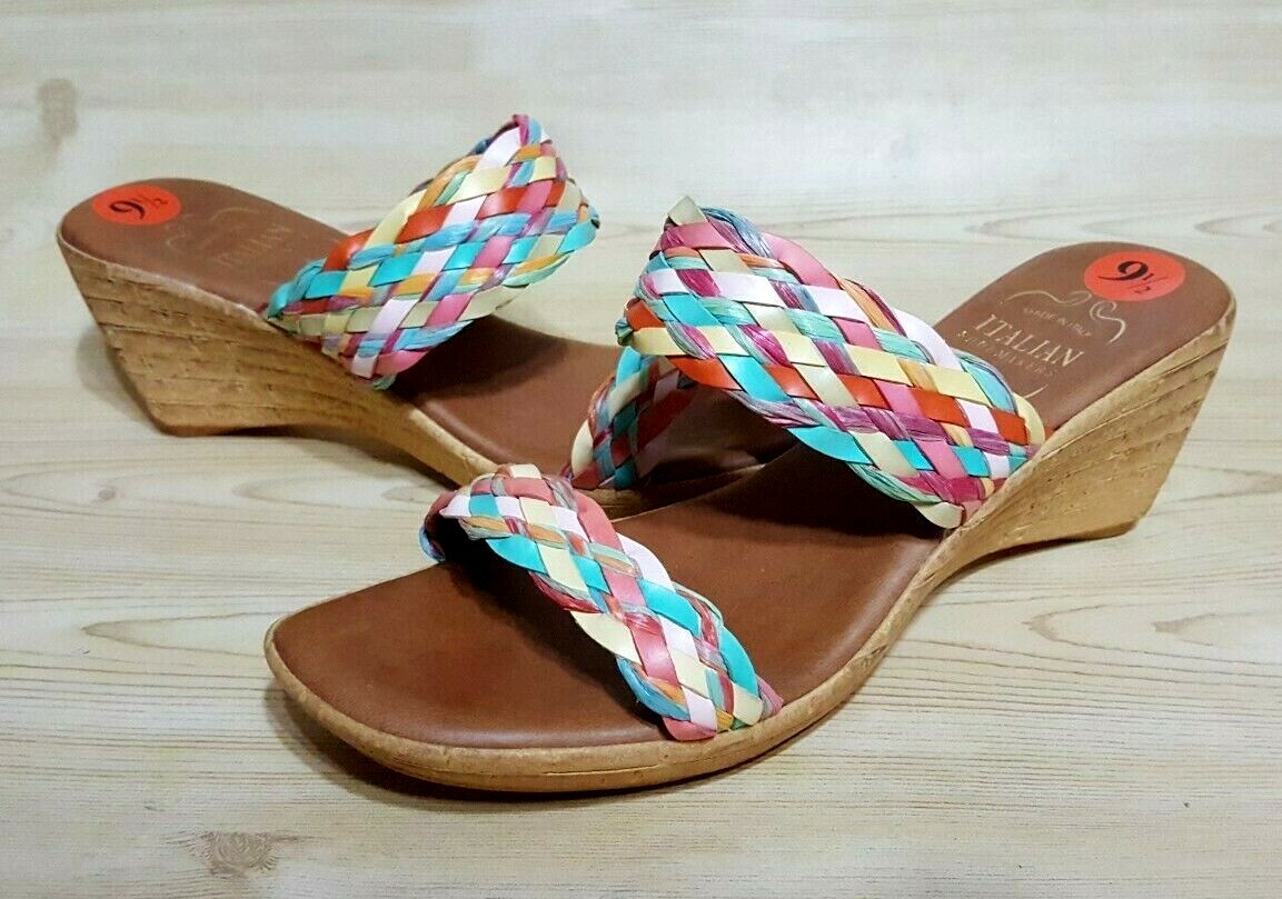 Italian Shoemakers Wedge Braided Sandals Made in Ital… - Gem