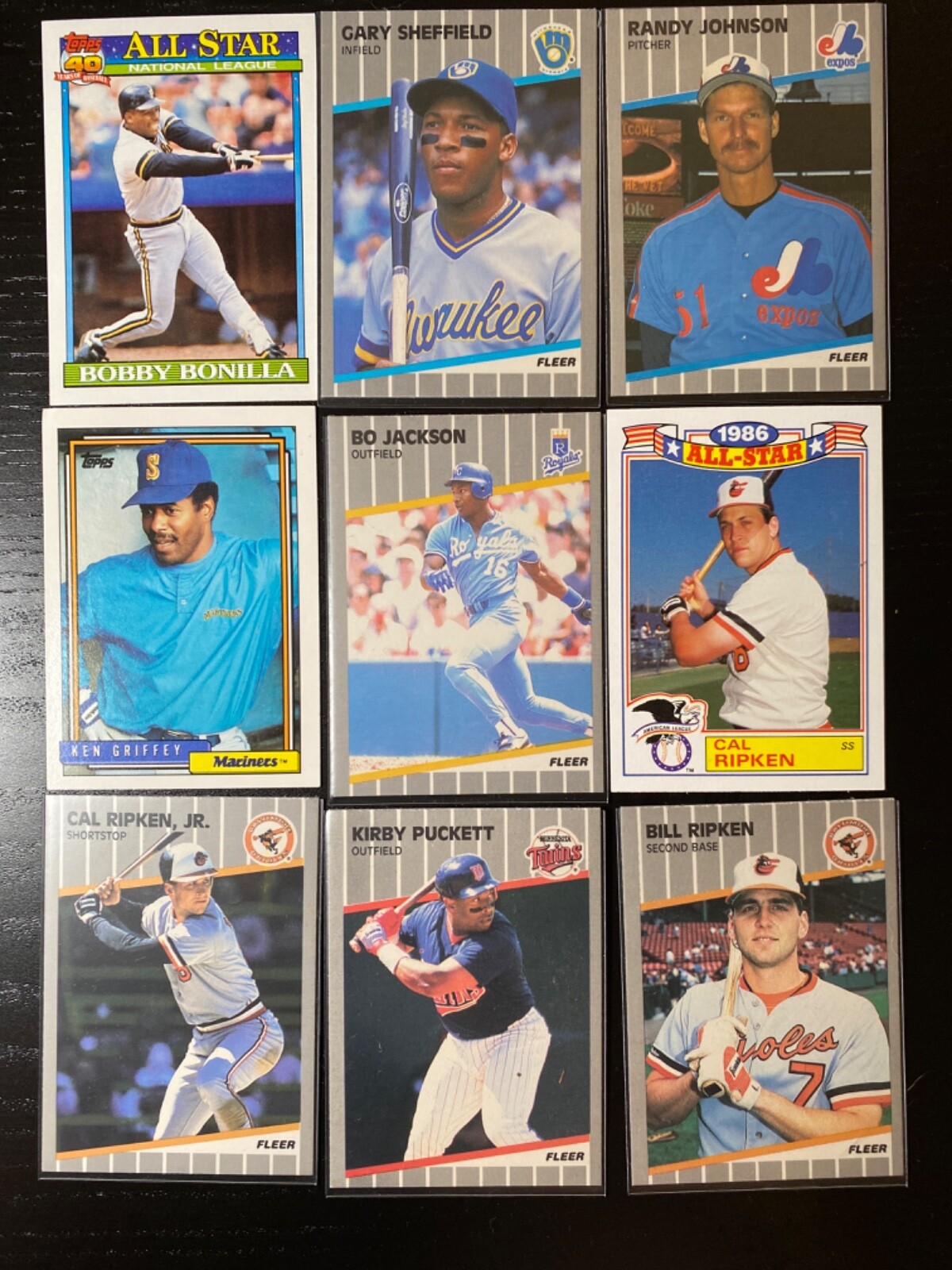 1970s-1990s baseball card lot 50 cards topps, panini, upper deck, fleer ...