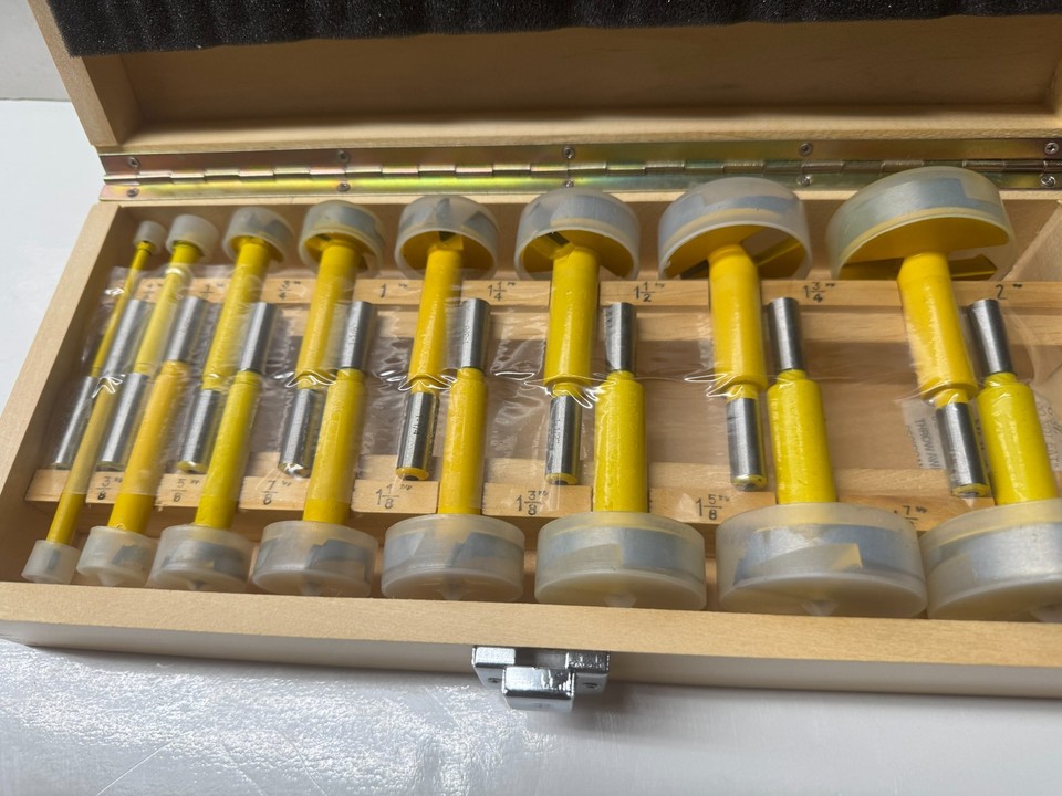 New WOODTEK Carbide Wood Router Bit Set 16 Piece in Org. Wood Box Nice ...