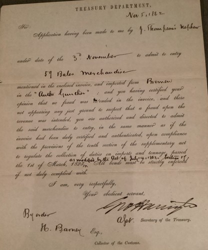 2 U.S. Treasury Department Customs Letters 1862 & 1863 | eBay