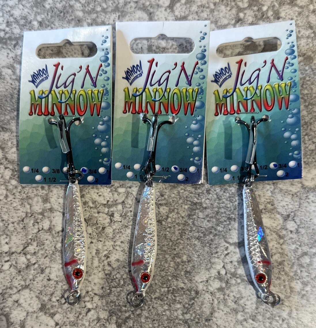 3 Packs Wahoo Jig N Minnow 3/4 Oz White Silver | eBay