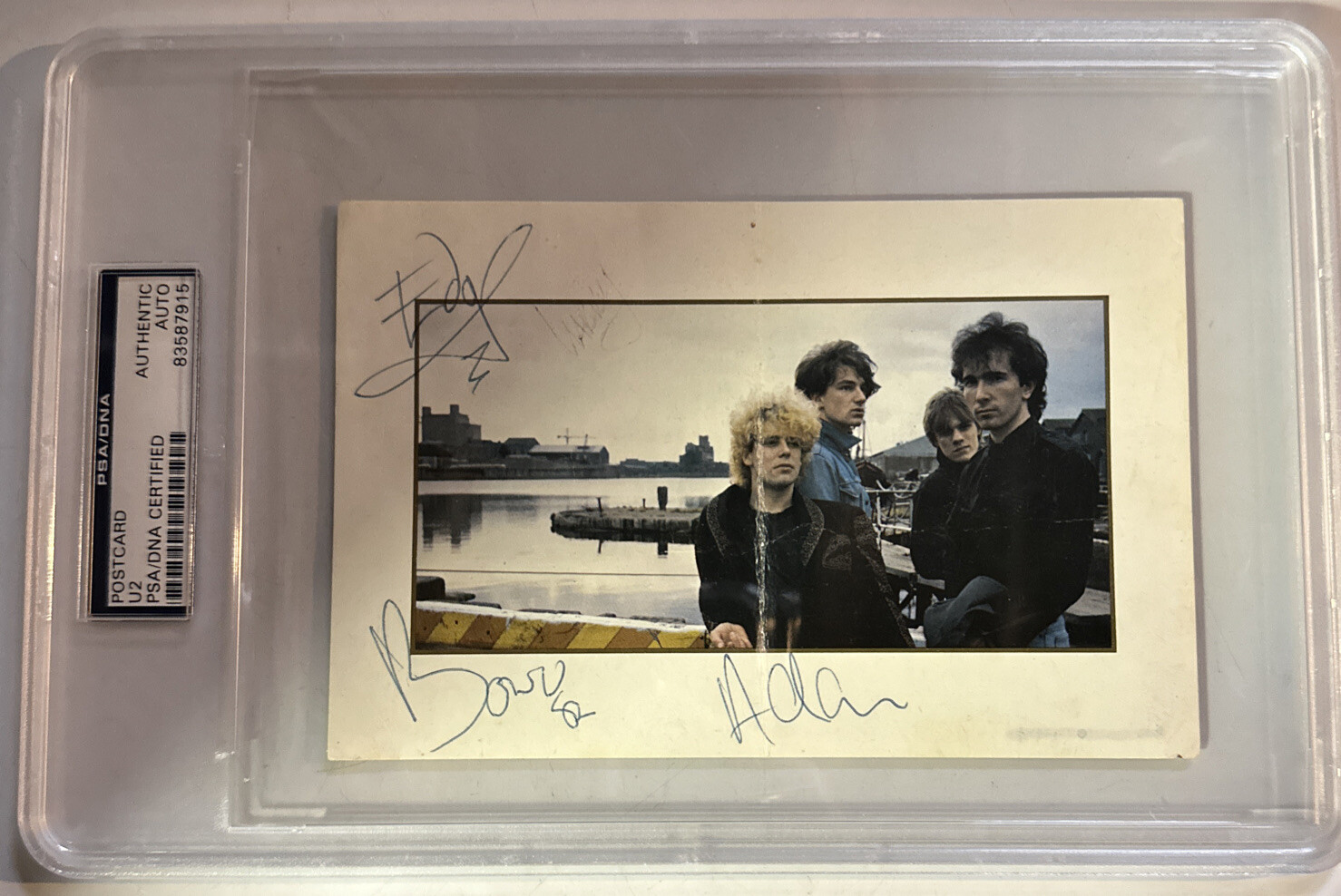 U2 BAND SIGNED POSTCARD CUT AUTO AUTOGRAPH VINTAGE 1982 PSA/DNA RARE 👍 ...